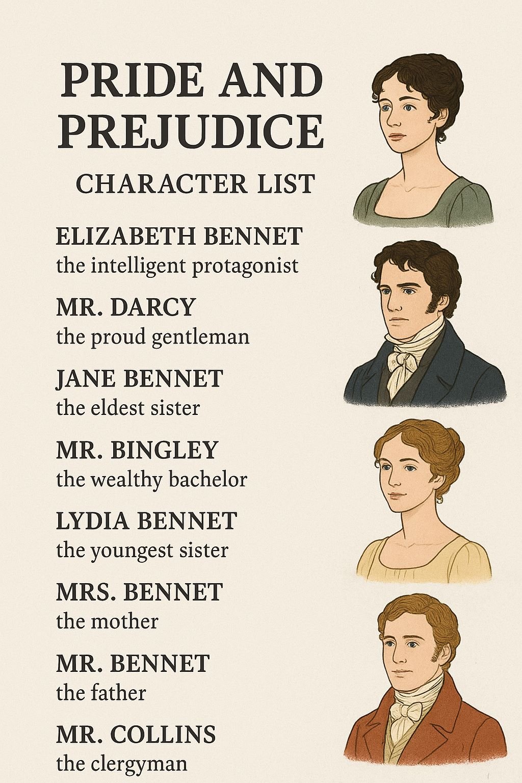 Pride and Prejudice character analysis list - Prosaists